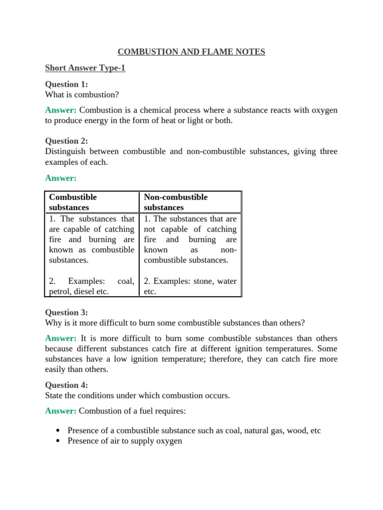Combustion and Flame Study Guide | PDF | Combustion | Fires