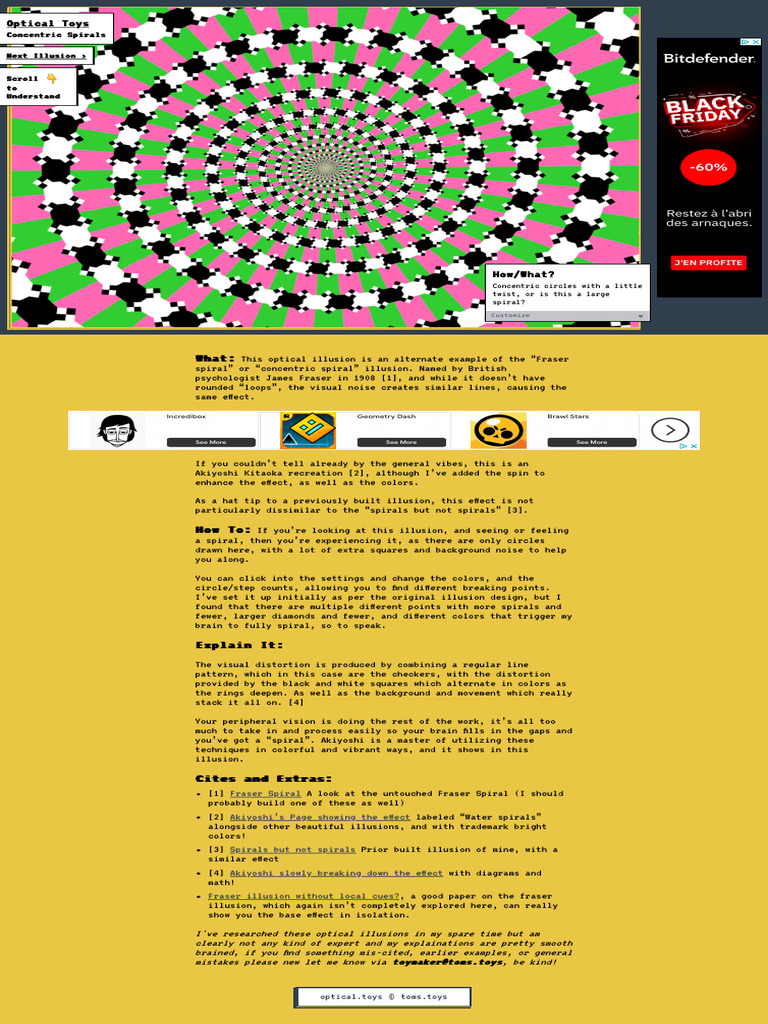 Concentric Spirals - Optical Illusion & Explaination | PDF | Illusion | Vision