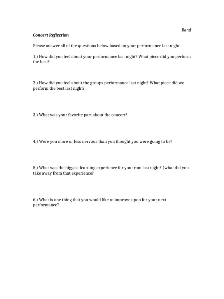 Concert Reflection | PDF