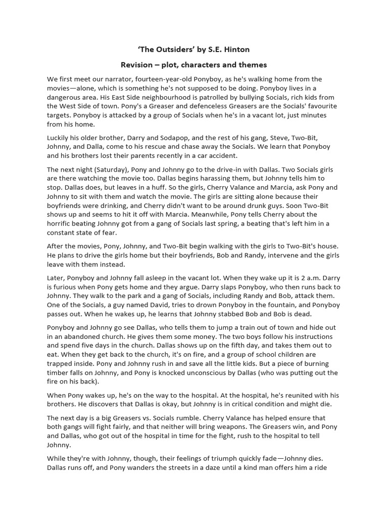 The Outsiders: Plot, Characters, Themes | PDF
