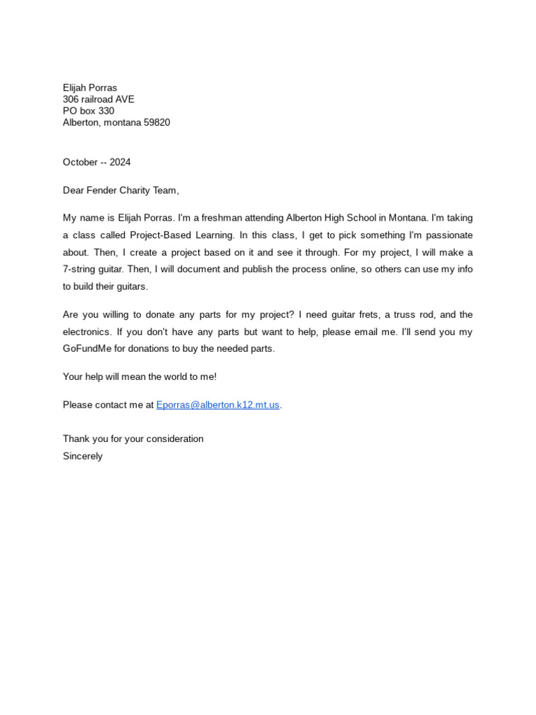 Charity Letter | PDF