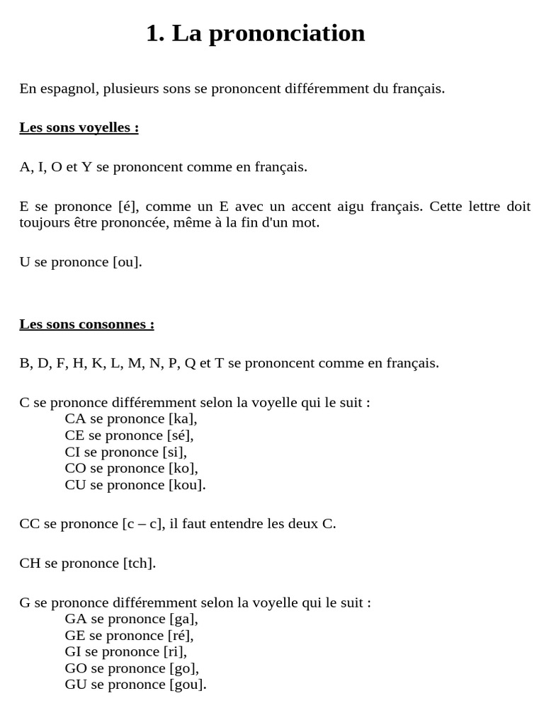 Prononciation de l'espagnol vs français | PDF | Typographie | Collation