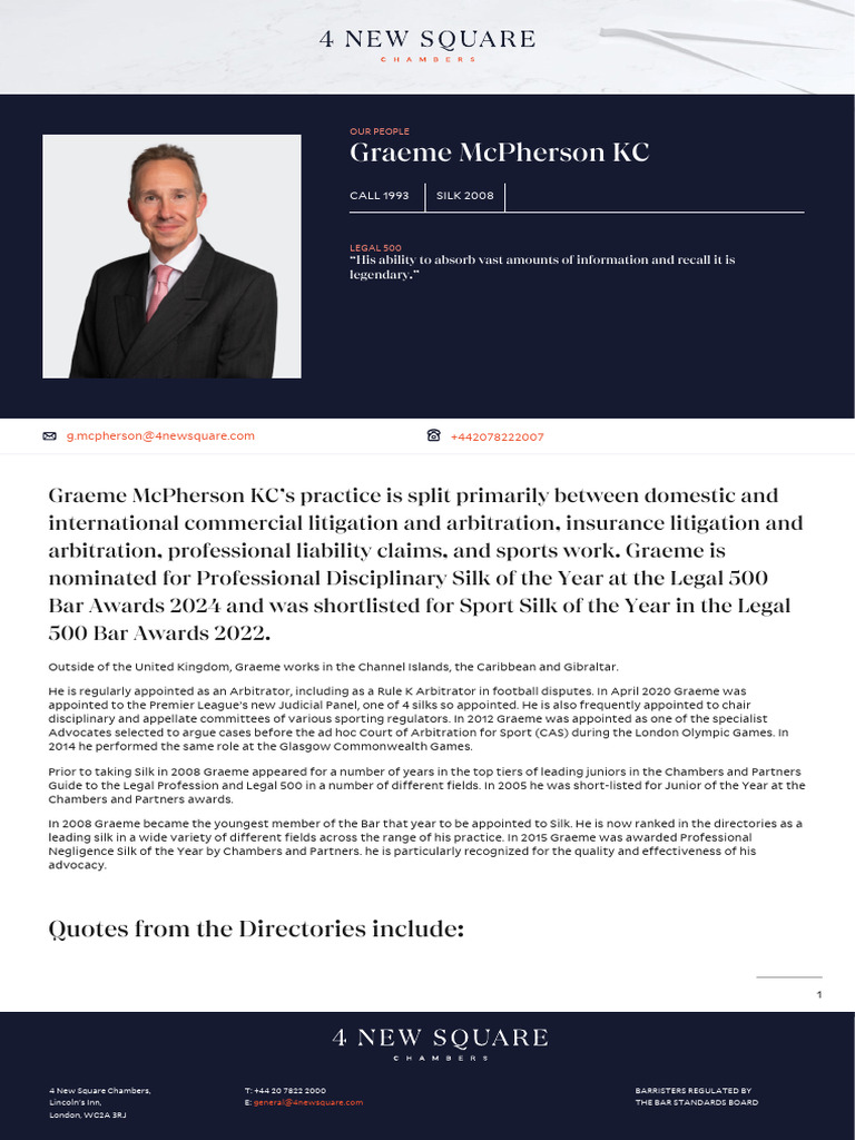 Graeme Mcpherson KC | PDF | Barrister | Insurance