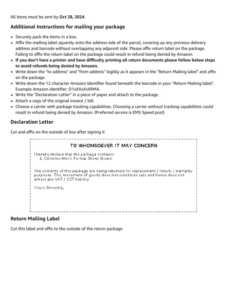 Online Return Center | PDF