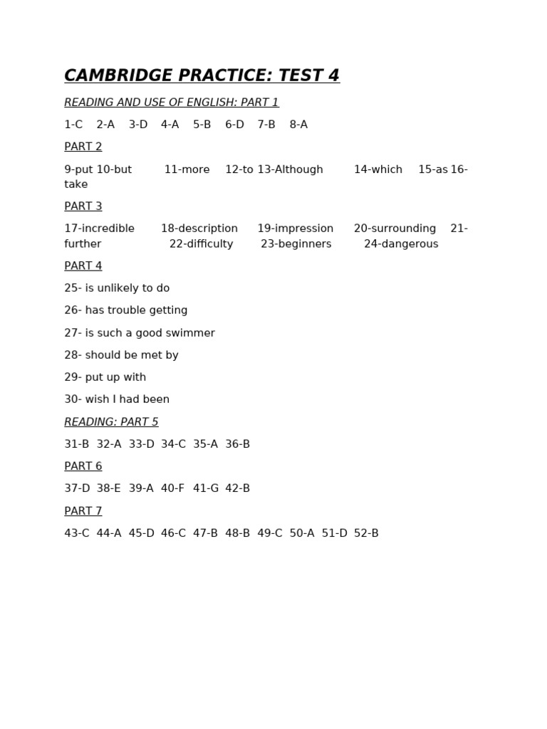 Reading and Use of English Test 4 | PDF