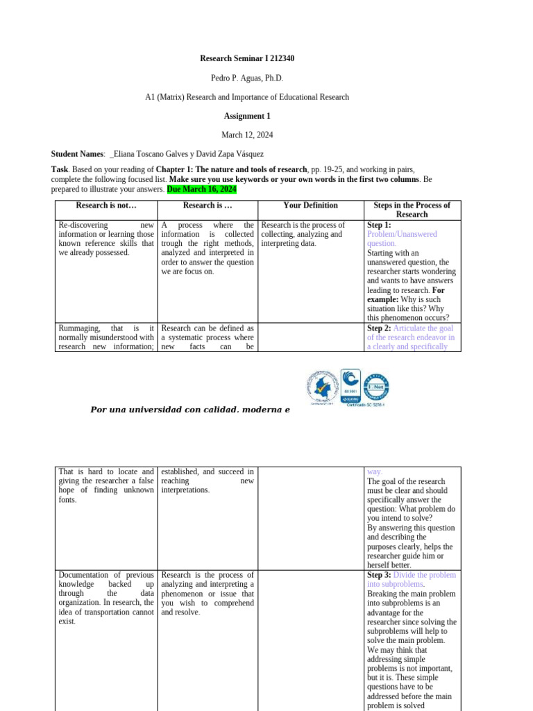A1 (Matrix) Research and The Import. Edit. | PDF | Data | Hypothesis