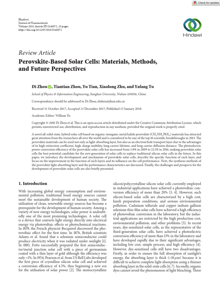 Journal of Nanomaterials - 2018 - Zhou - Perovskite Based Solar Cells ...