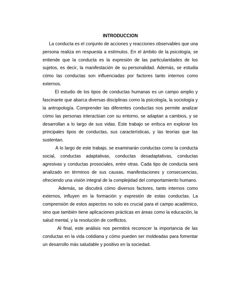 Diferentes Tipos de Conducta | PDF | Comportamiento | Trastorno mental