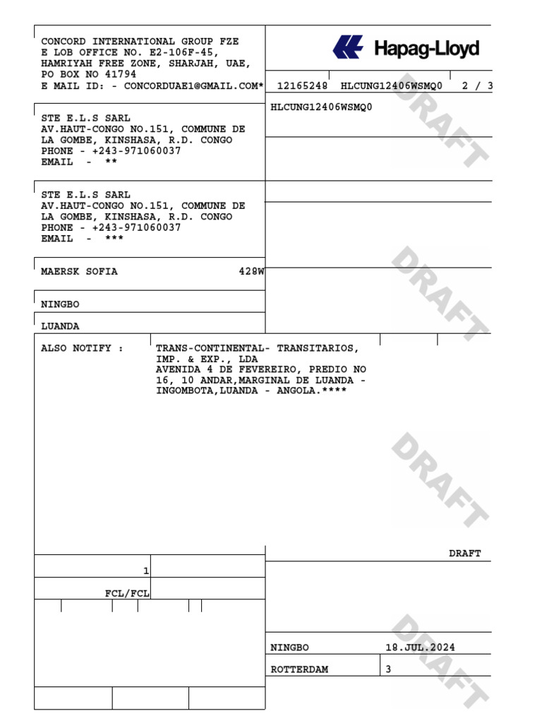 MTD2403-0128-1 BL Draft Is Ok - 2 | PDF | Bill Of Lading | Cargo