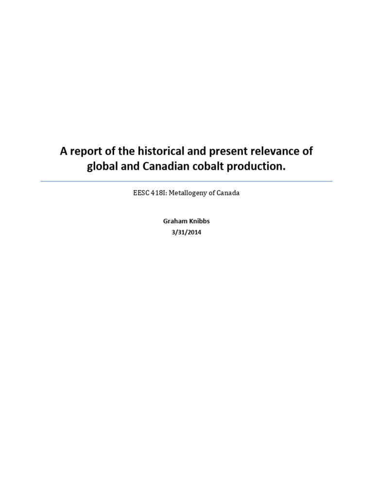 EESC 418 Metallogeny Cobalt Report - Knibbs | PDF | Cobalt | Materials