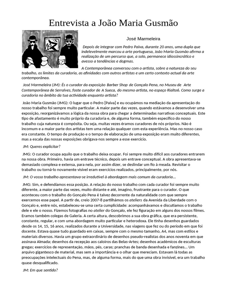 Entrevista com João Maria Gusmão sobre Arte | PDF | Imagem | Desenho