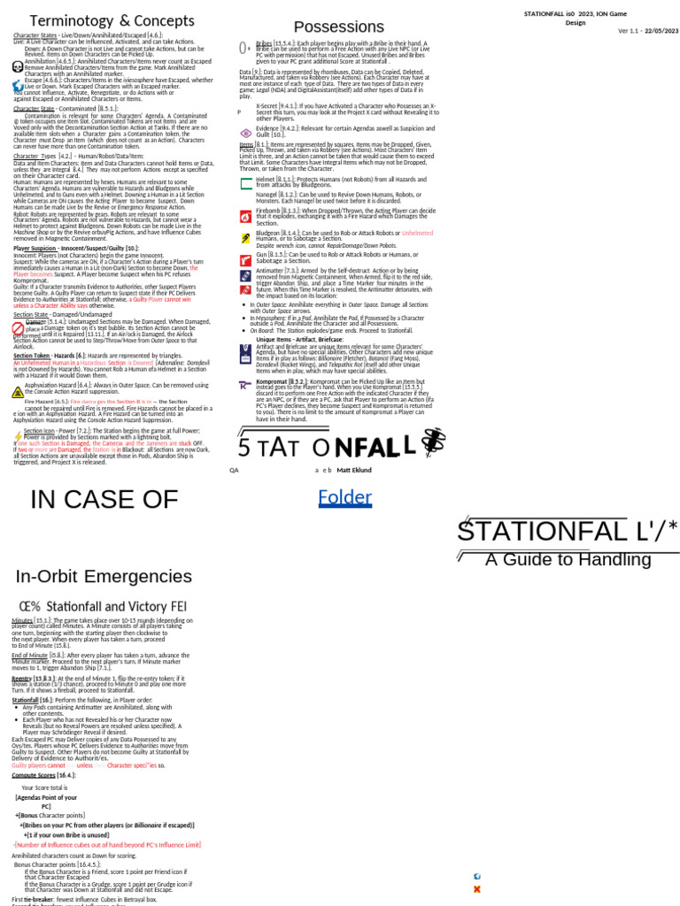 Stationfall Reference Flyer 1.1 | PDF
