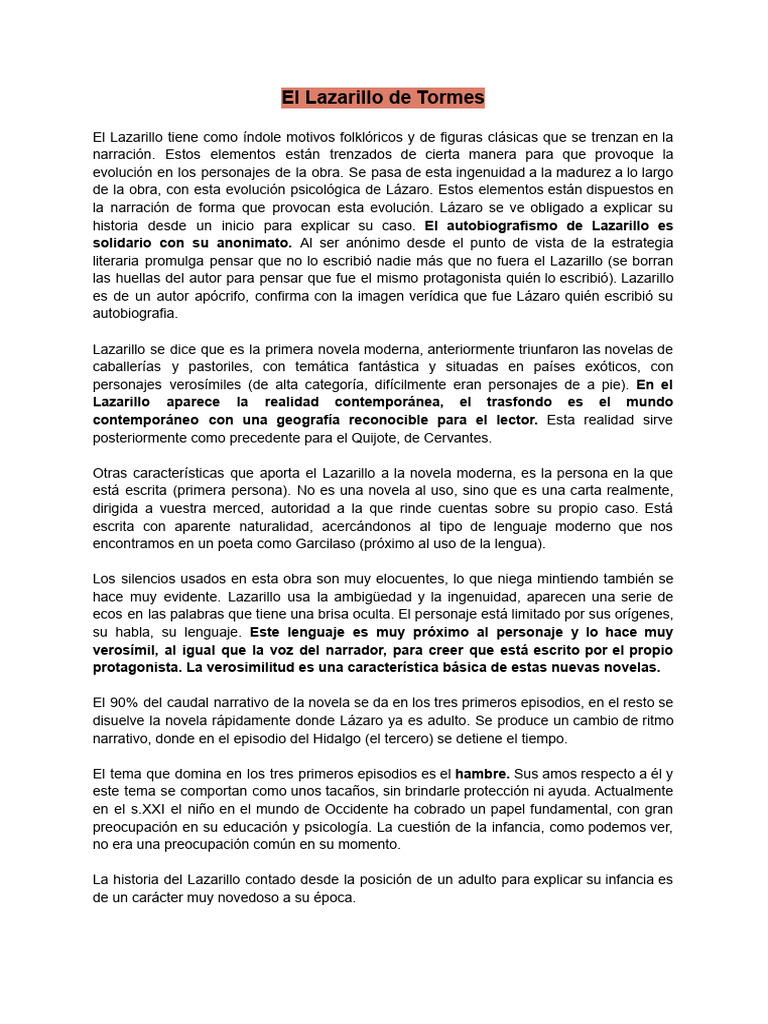Lazarillo de Tormes | PDF | Novelas | Narración