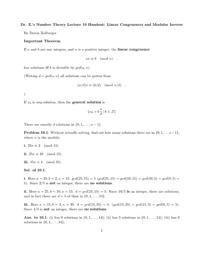 L10 | PDF | Applied Mathematics | Number Theory