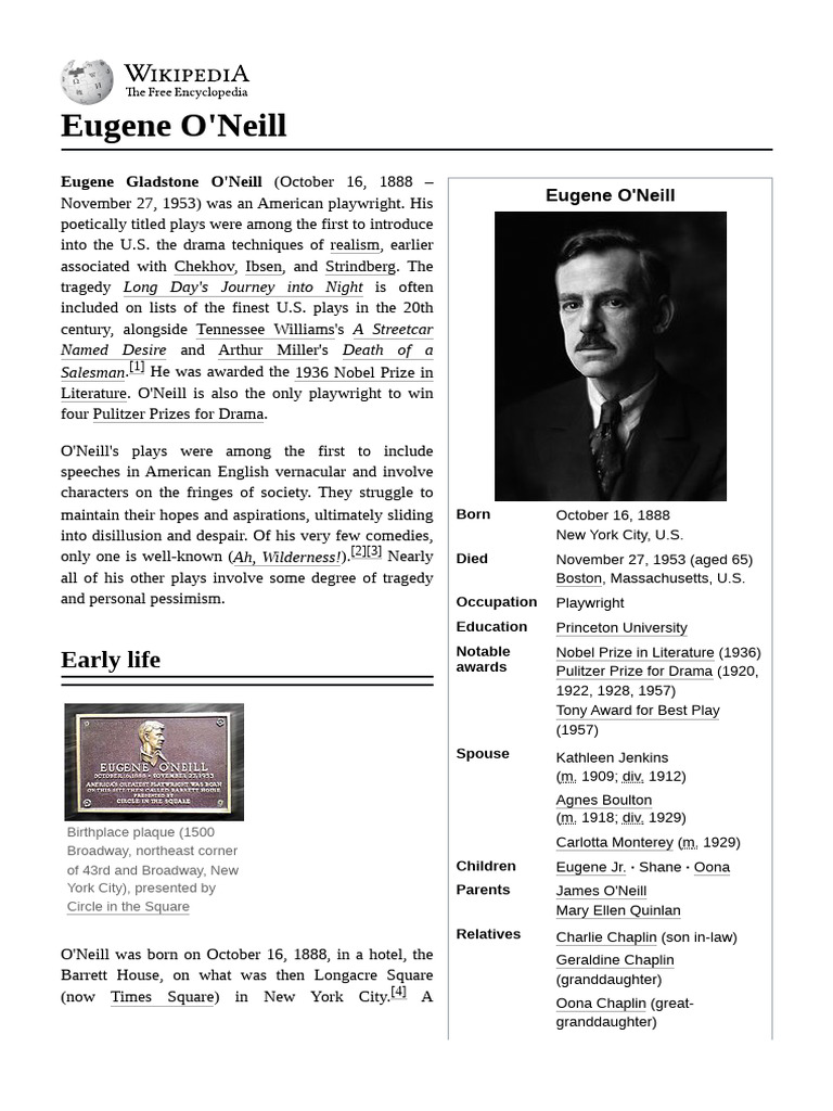 Eugene O'Neill | PDF | Eugene O'neill