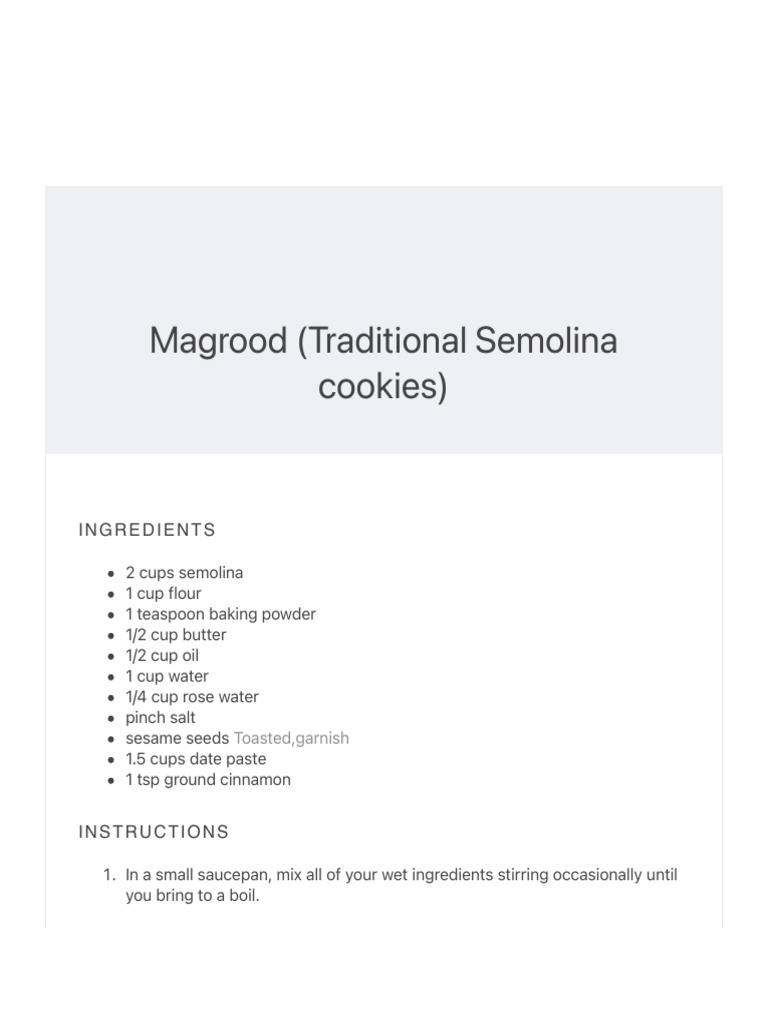 Magrood (Traditional Semolina Cookies) - The Cucina Edit | PDF