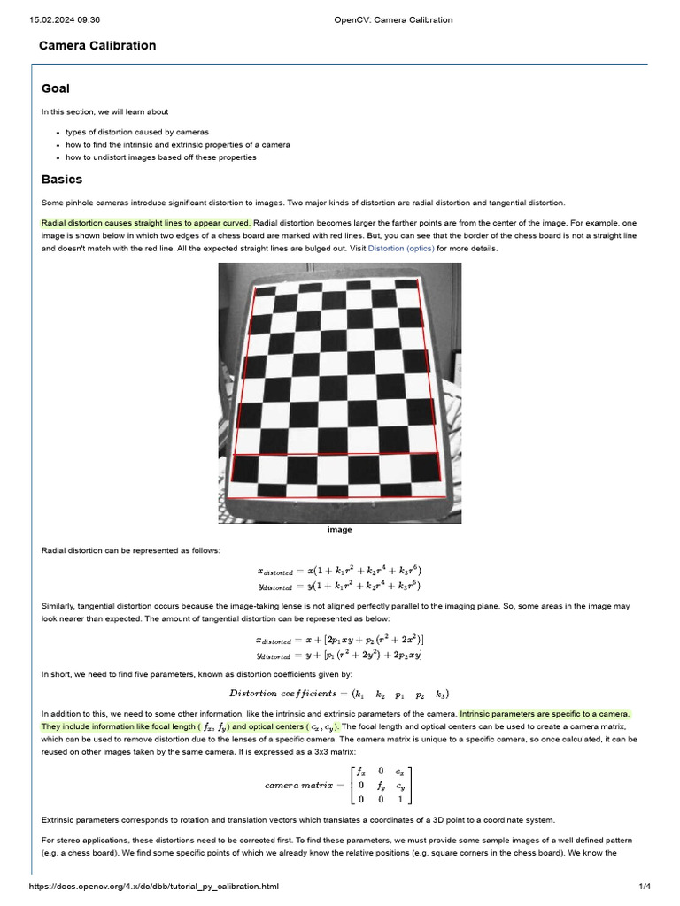 OpenCV - Camera Calibration-1 | PDF | Imaging