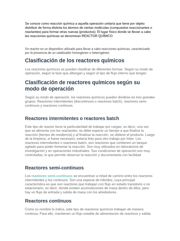 Reactores 1 | PDF | Reactor Quimico | Catálisis