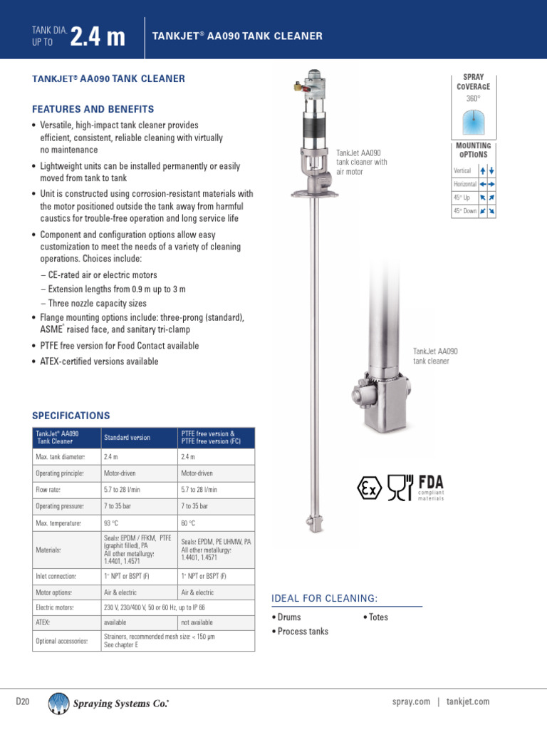 TankJet AA090 Tank Cleaning EU Catalog | PDF | Manufactured Goods ...