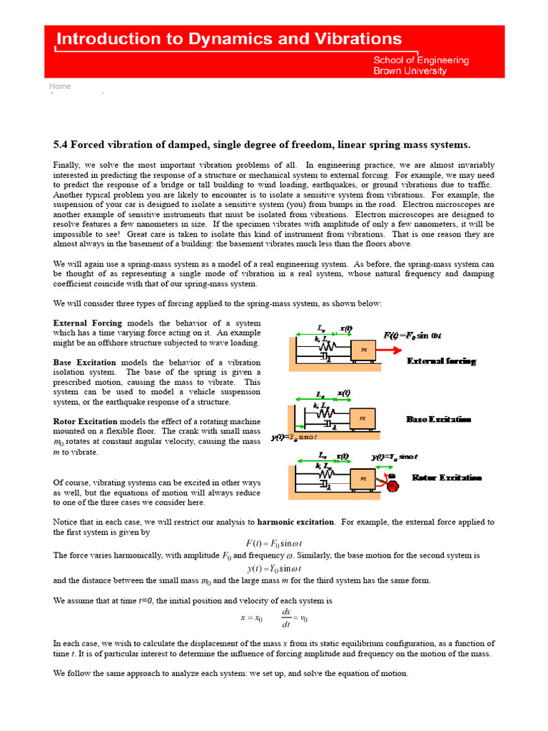 Forced Vibration in Spring-Mass Systems | PDF | Oscillation | Resonance