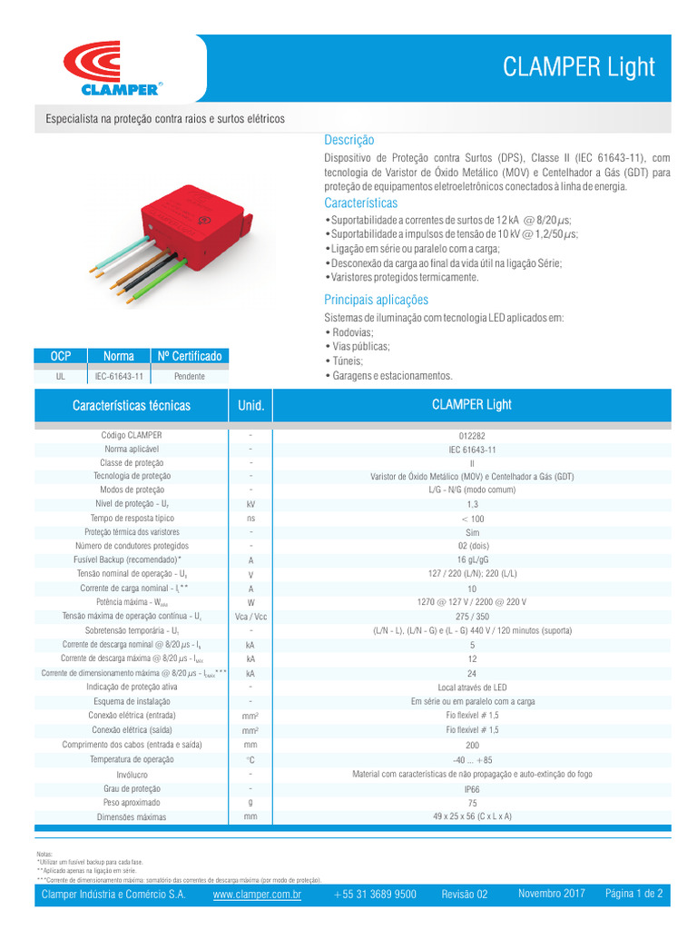 CLAMPER Light Novaversão | PDF | Bens manufaturados | Componentes elétricos