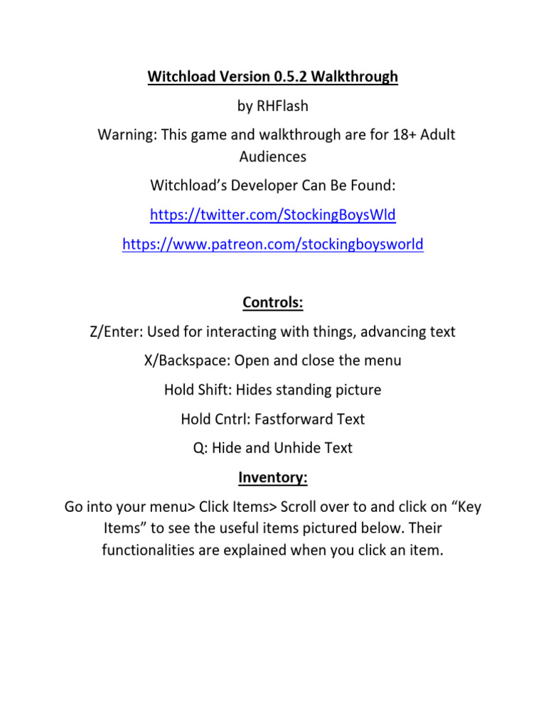 Witchload 0.5.2 Walkthrough Guide | PDF | Stairs