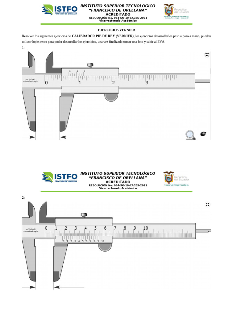 Ejercicios Vernier | PDF