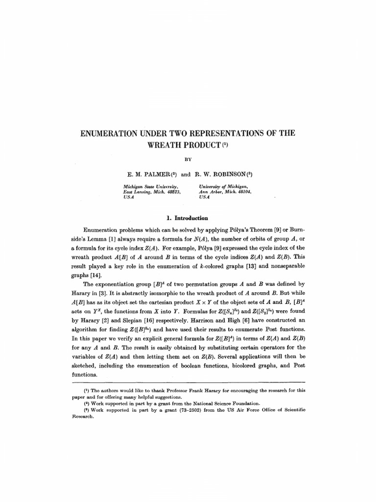 Enumeration Under Wreath Product | PDF | Permutation | Functions And Mappings
