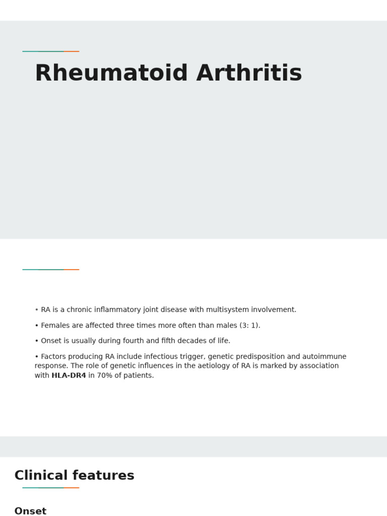 Rheumatoid Arthritis Overview | PDF | Rheumatoid Arthritis | Anatomical ...