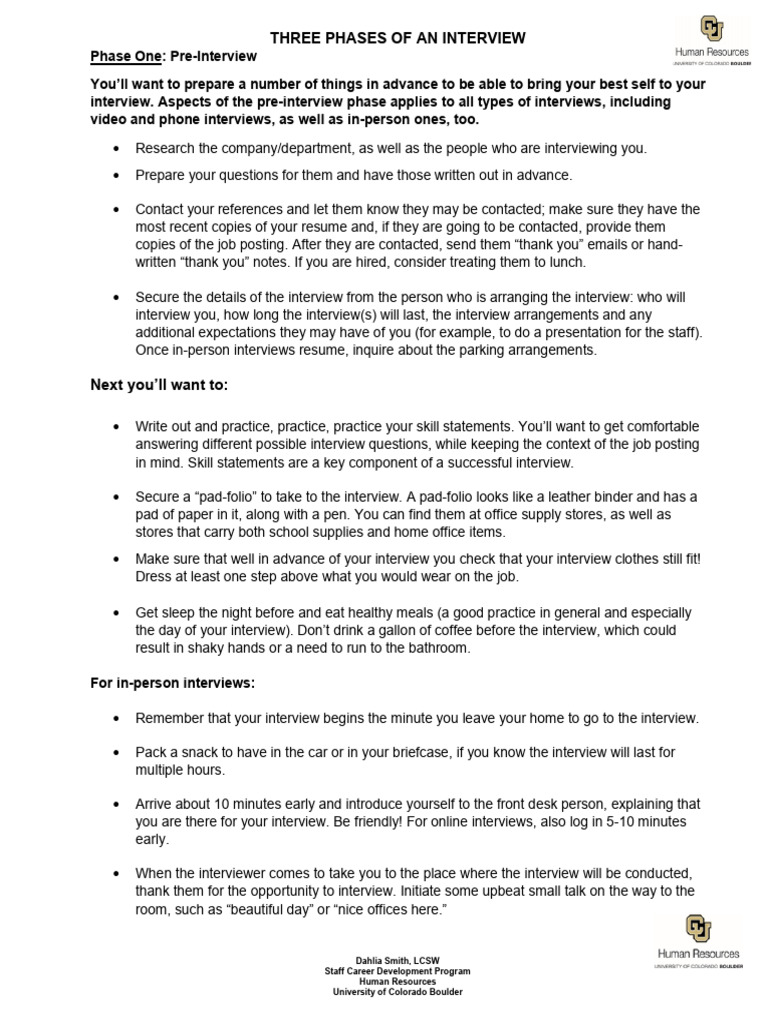 Three Phases of An Interview 3-25-21 - With Logo | PDF | Job Interview