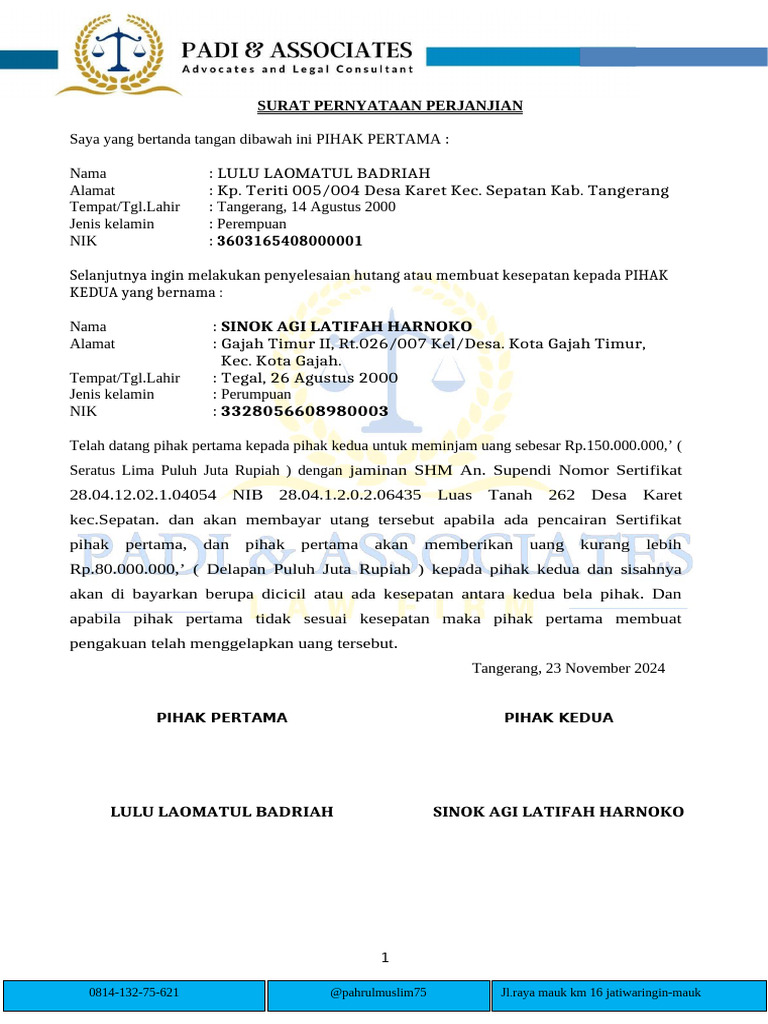 Surat Pernytaan Sinok | PDF