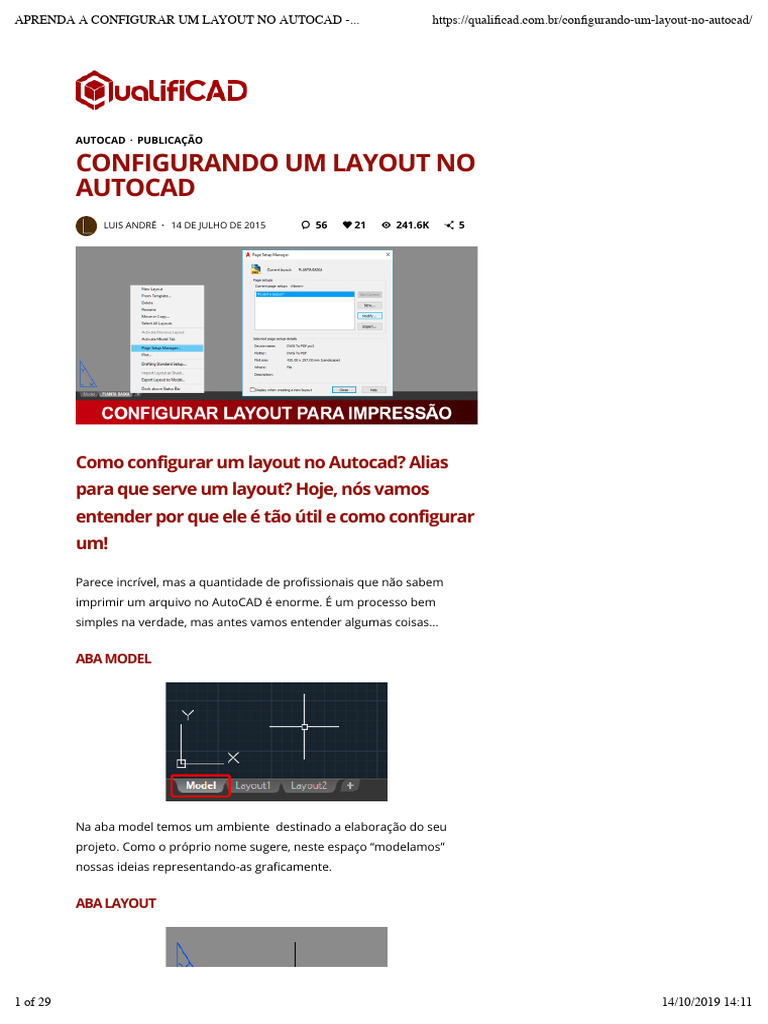 Como Configurar Layout no AutoCAD | PDF | Auto Cad | Impressora ...