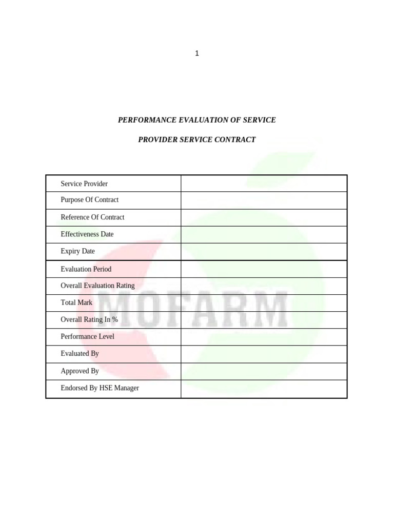 MFFL Performance Evaluation of Service Provider Contract | PDF ...