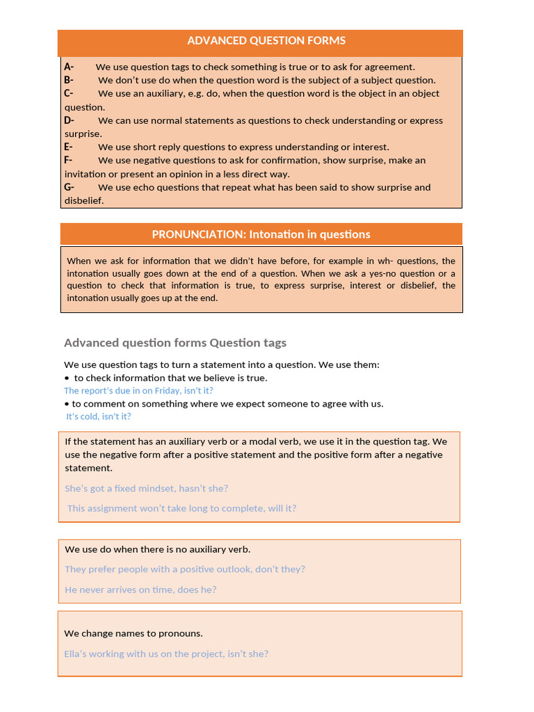 We Use Question Tags To Check Something Is True or To Ask For Agreement ...