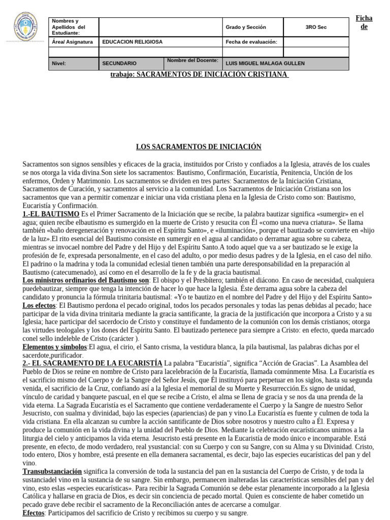Sacramentos de Iniciación Cristiana | PDF | eucaristía | Confirmación