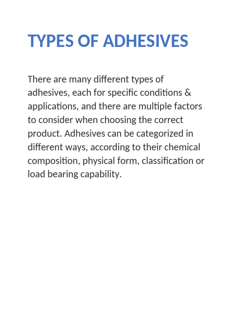 Types of Adhesives | PDF | Adhesive | Building Materials