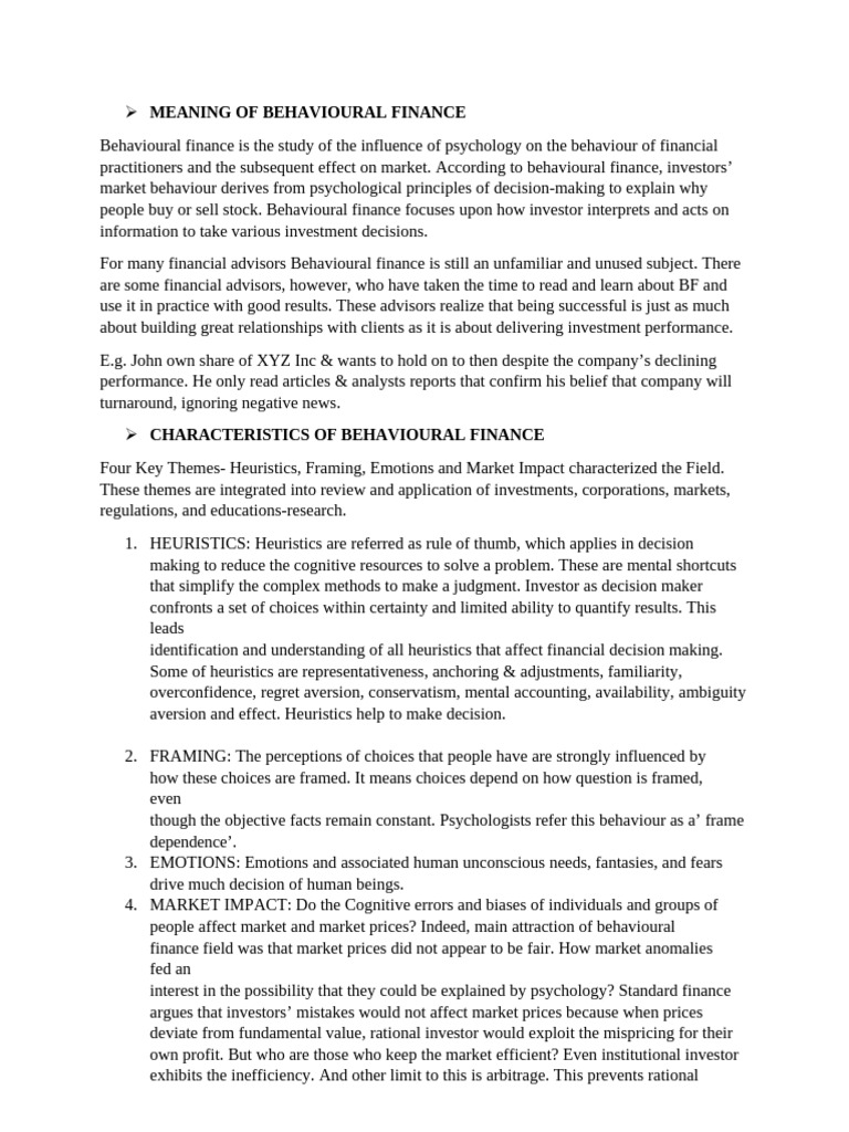 Behavioral Finance | PDF | Behavioral Economics | Heuristic