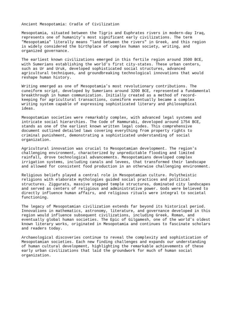 Ancient Mesopotamia Pdf Mesopotamia