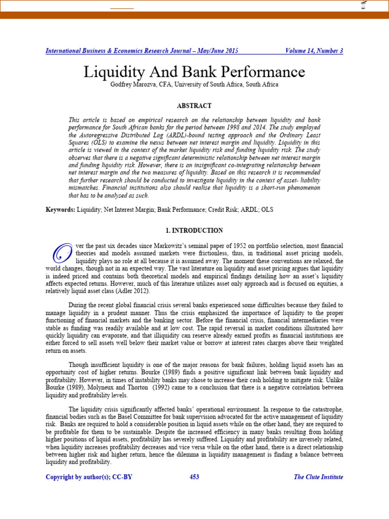 Bank Performance | PDF | Market Liquidity | Liquidity Risk