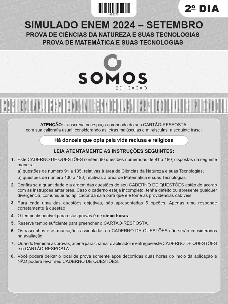 Simulado SOMOS Enem - SET - 2Âº Dia - Prova - 2024 | PDF | Elétron | Fóton