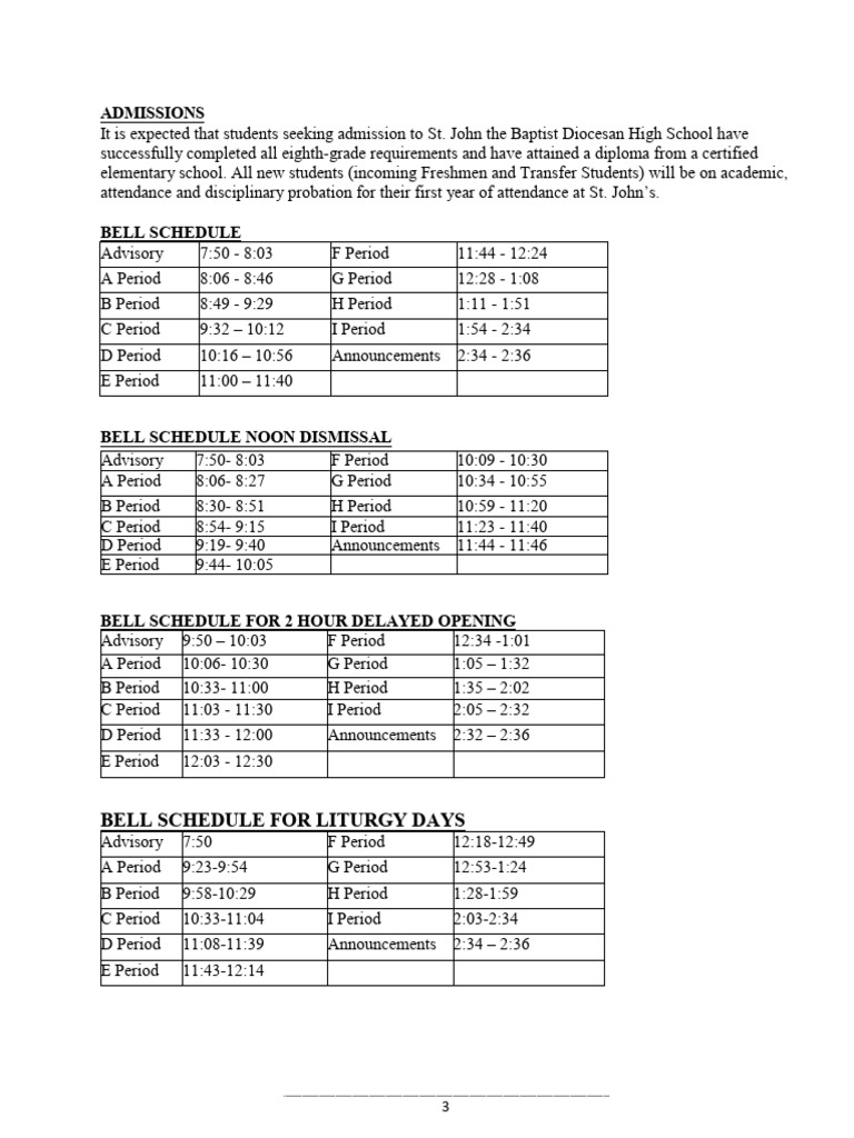 Bell Schedules | PDF
