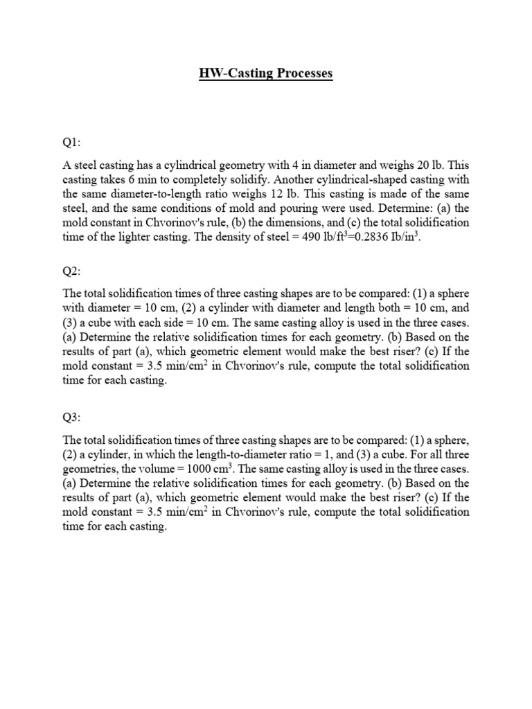 HW Casting Processes | PDF