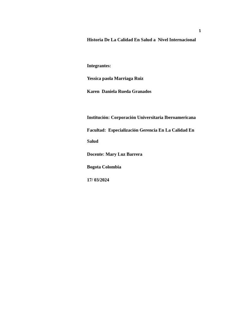 Calidad en Salud Word | PDF | Calidad (comercial) | Hospital