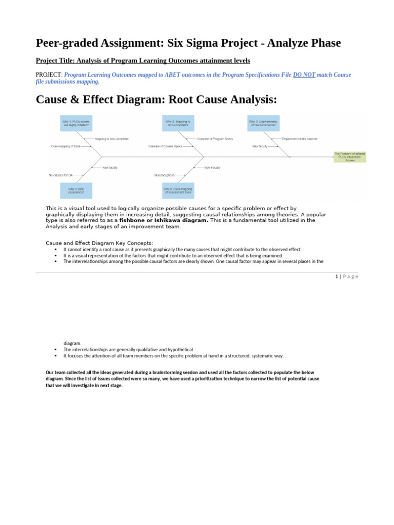 Six Sigma Analyze Phase: Root Cause Analysis | PDF