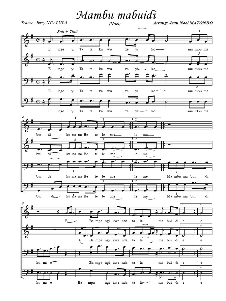 Mambu Mabuid - Arr. Noël Matondo | PDF