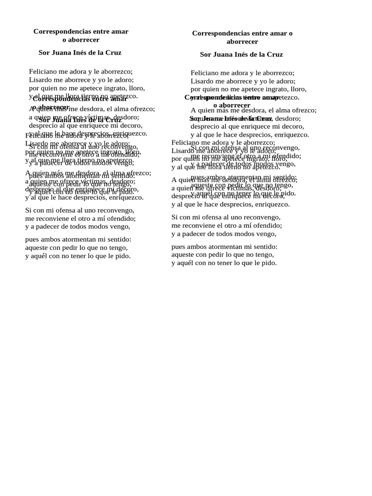 Correspondencias entre amar y aborrecer | PDF