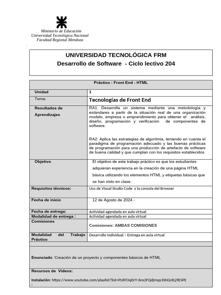 Practico HTML Desarrollo de Software - 2024 | PDF | HTML | Software Practico HTML Desarrollo de Software - 2024 | PDF | HTML | Software