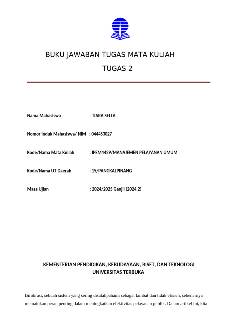 Tugas 2 Tiara Sella Ipem4429 | PDF