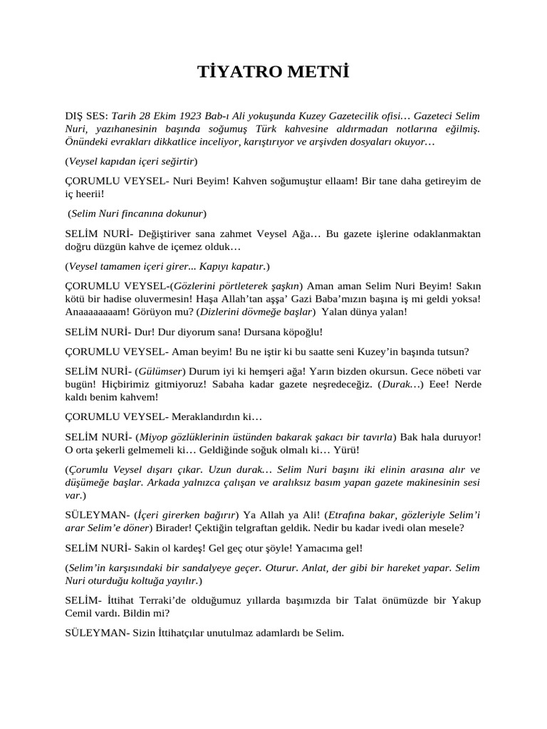 Ti̇yatro Metni̇ | PDF
