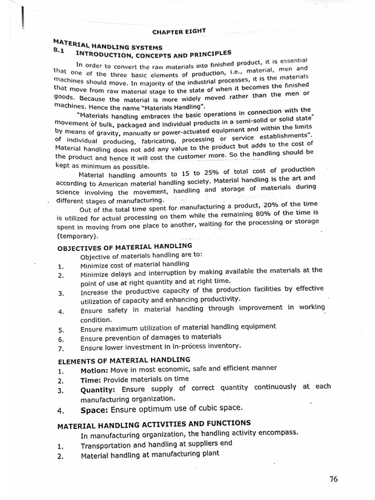 PMT 308 - Materials Handling System Analysis and Design. | PDF